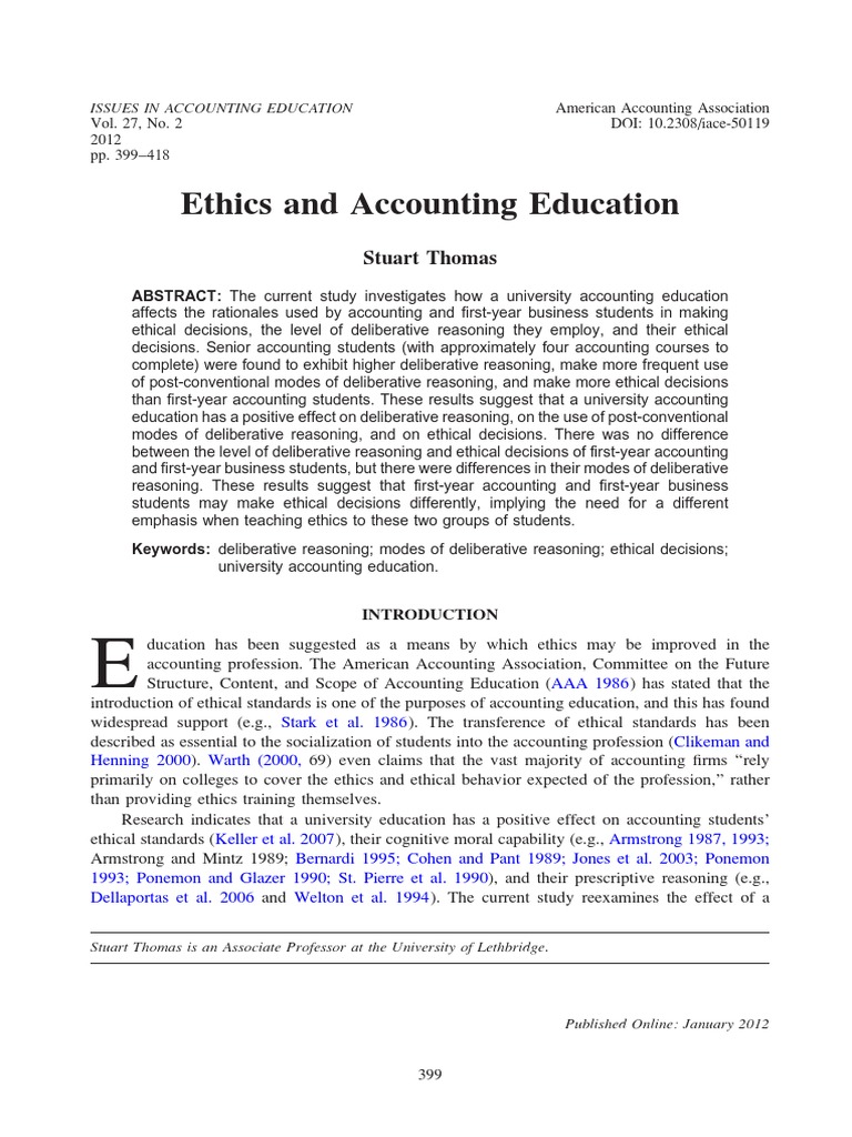 Ethics in Accounting Education | PDF | Morality | Cronbach's Alpha