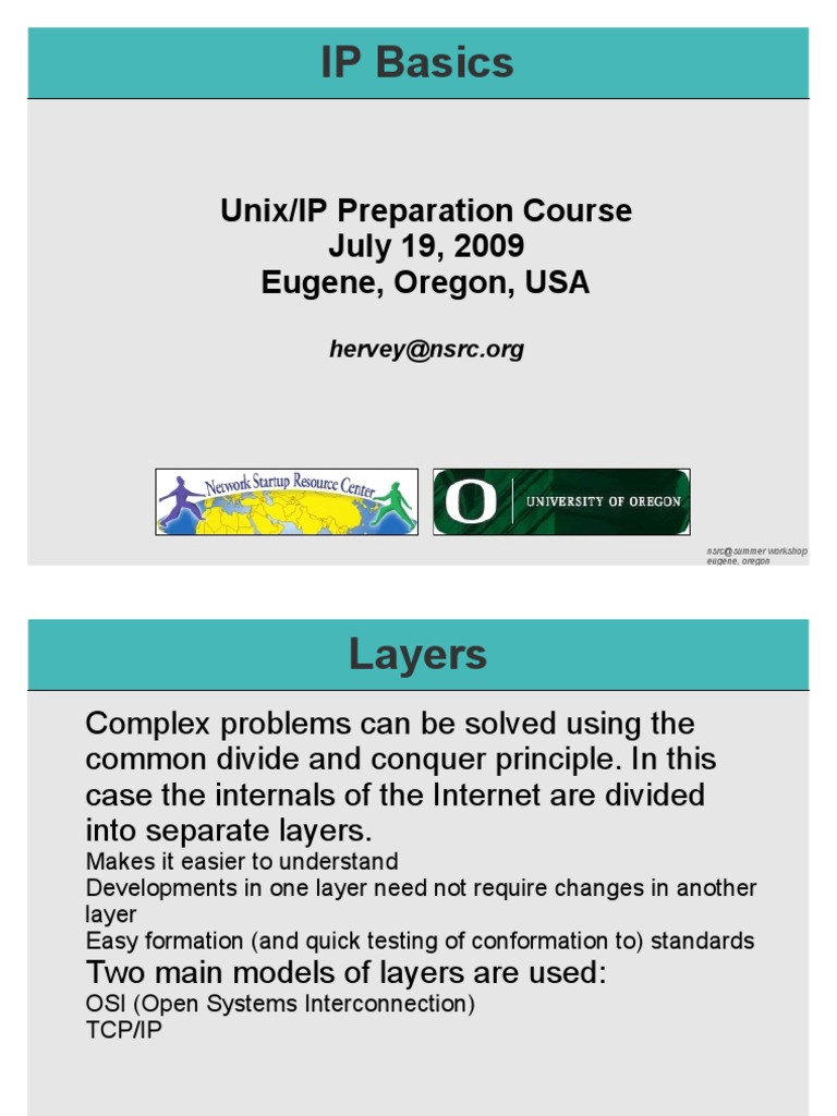 IP Basics: Unix/IP Preparation Course July 19, 2009 Eugene, Oregon, USA ...
