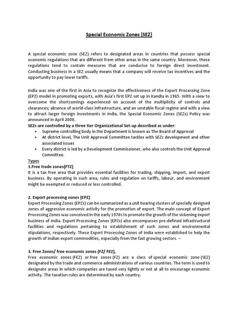 Special Economic Zones | PDF | Economies | International Business