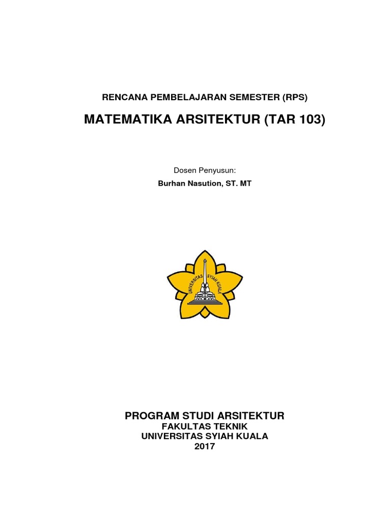 Rps Matematika Arsitektur 2018-1 | PDF