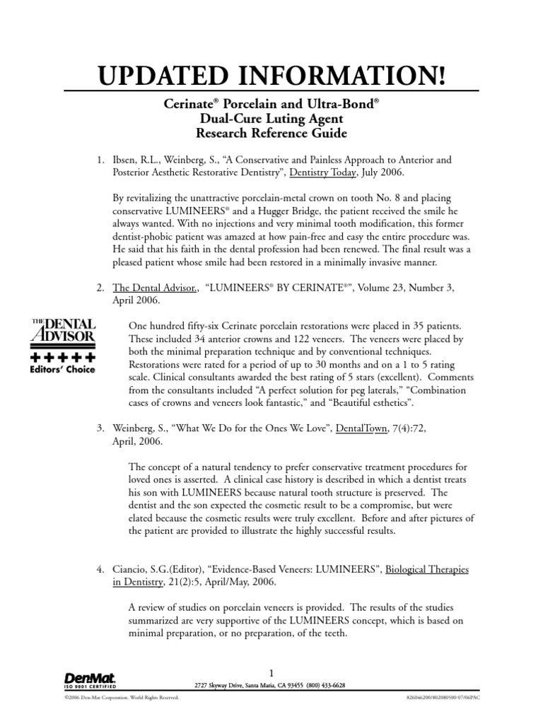 Updated Information!: Cerinate Porcelain and Ultra-Bond Dual-Cure ...