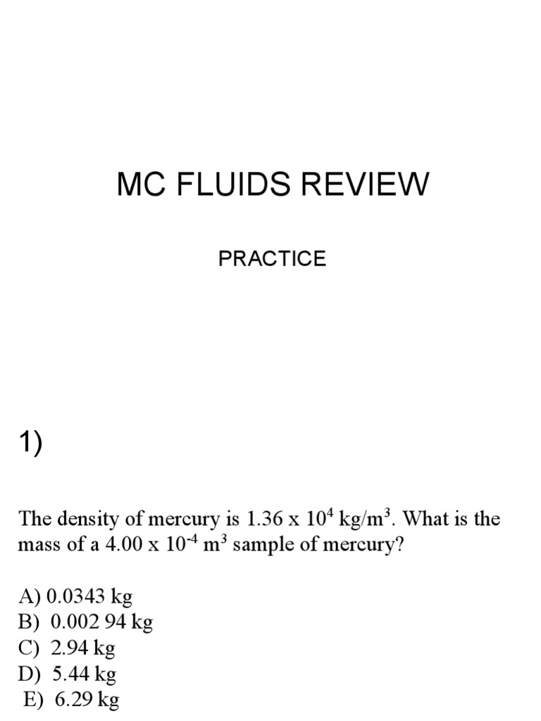 Fluid Mechanics Practice Problems and Concept Review | PDF | Buoyancy ...