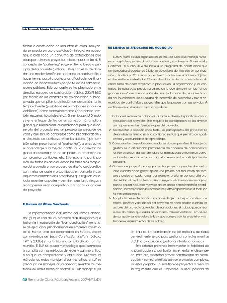 Análisis del modelo LPD (Lean Project Delivery) implementado por Sutter ...