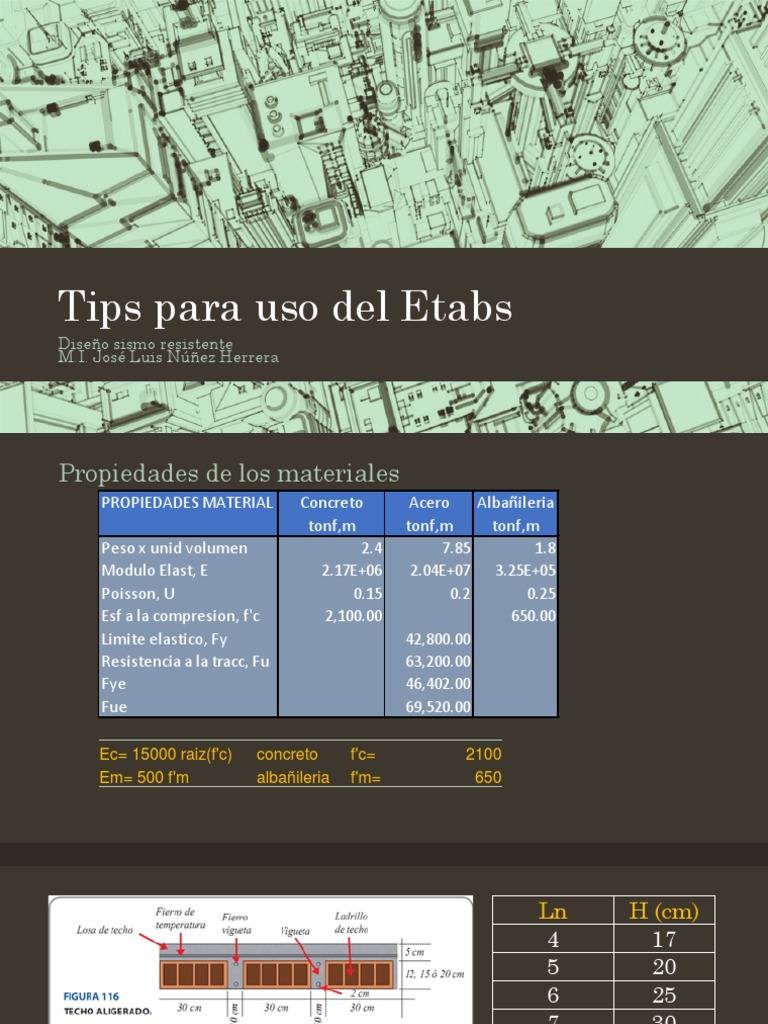 Tips para Uso Del Etabs | PDF | Materiales | Ingeniería de Edificación