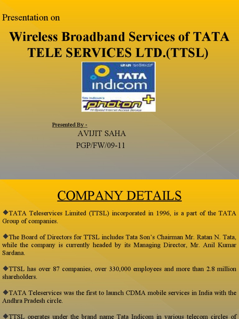 Presentation On TTSL Photon | PDF | Telecommunications | Computer ...