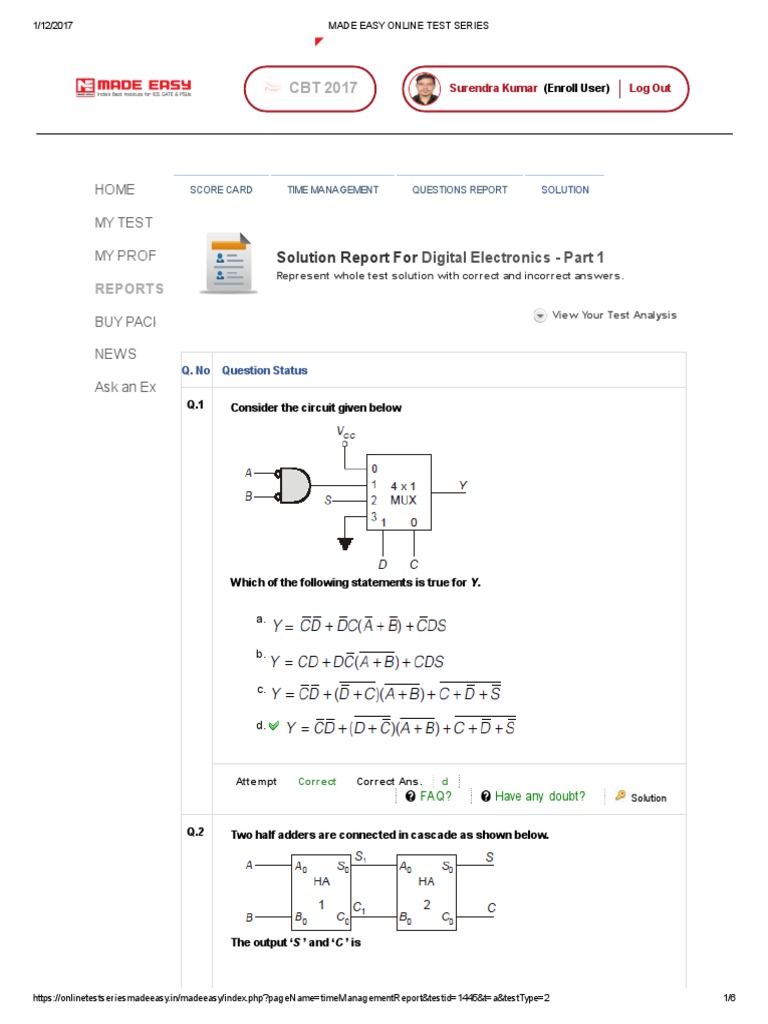 Digital Electronics Test Series Report | PDF | Electronic Engineering ...