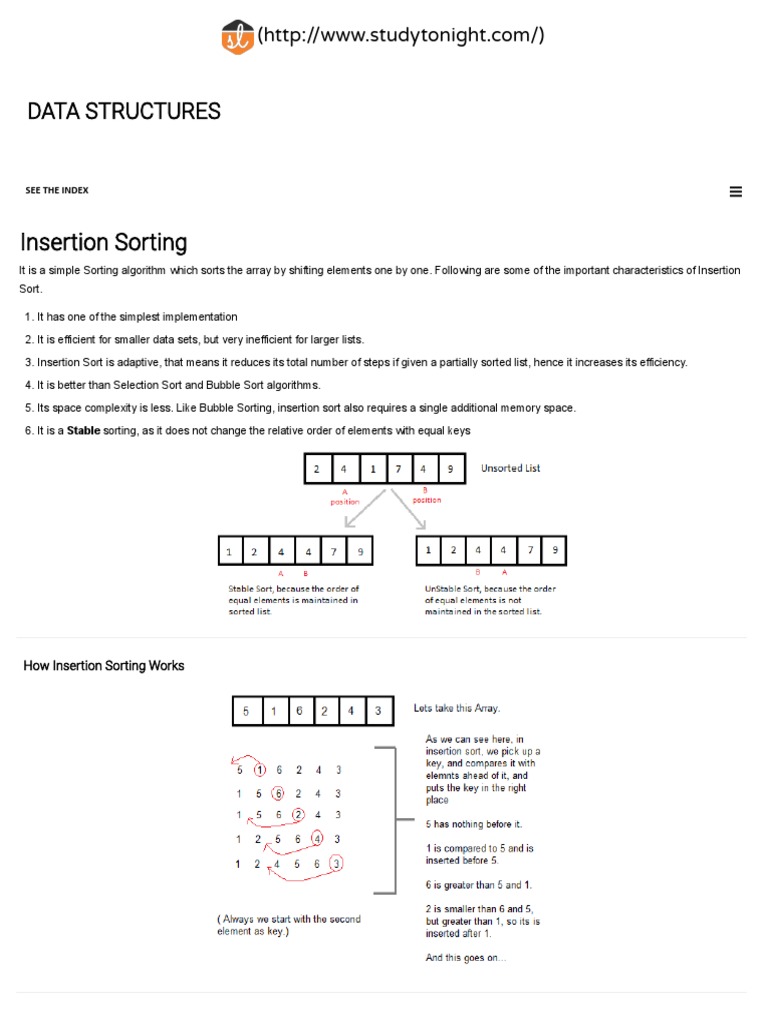 Insertion Sorting: Data Structures | Download Free PDF | Computer Data ... Insertion Sorting: Data Structures | Download Free PDF | Computer Data ...