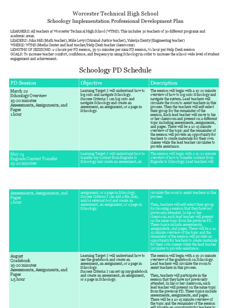 Schoology PD Plan | PDF | Classroom | Teachers