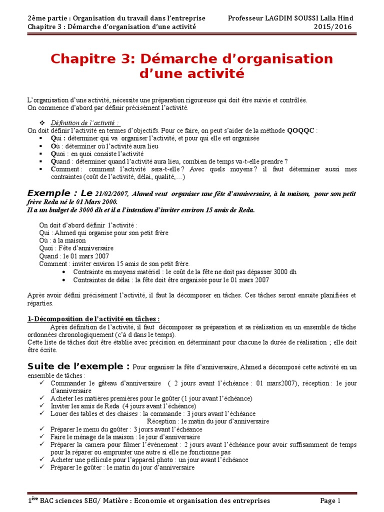 Organisation d'une activité réussie | PDF | Business