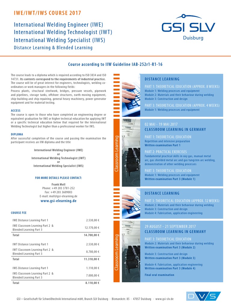 International Welding Engineer (IWE) International Welding Technologist ...