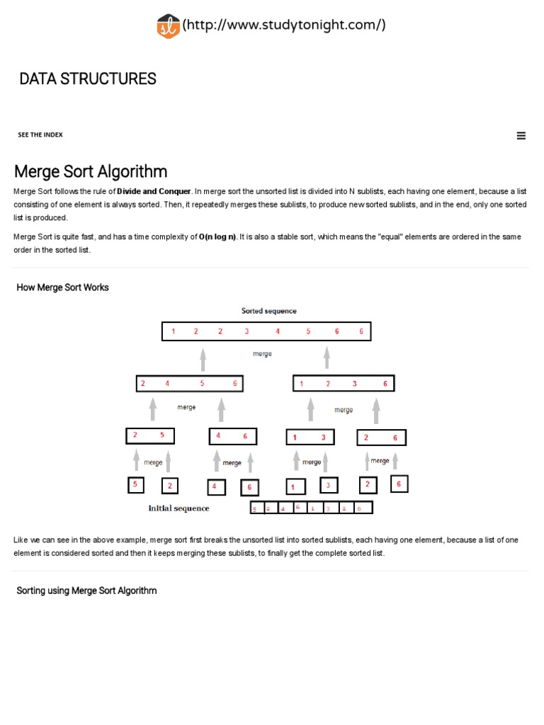 Merge Sort Algorithm Data Structures Pdf Algorithms And Data Structures Computing
