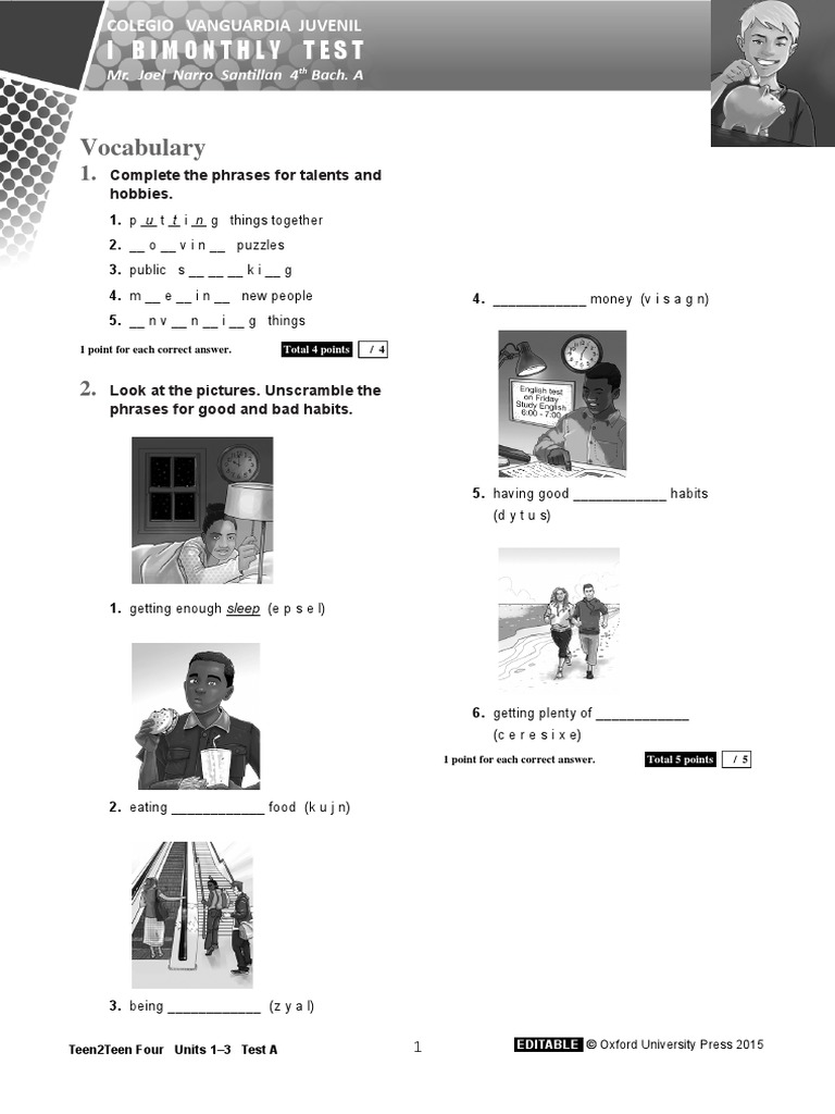 Vocabulary: I Bimonthly Test | PDF | Leisure