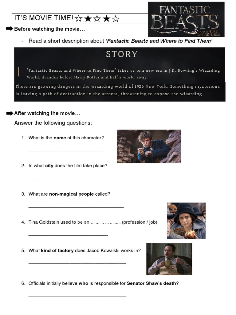 Fantastic Beasts Movie Worksheet | PDF