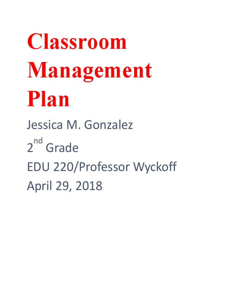 Edu 220 Classroommanagementplan 2 | PDF