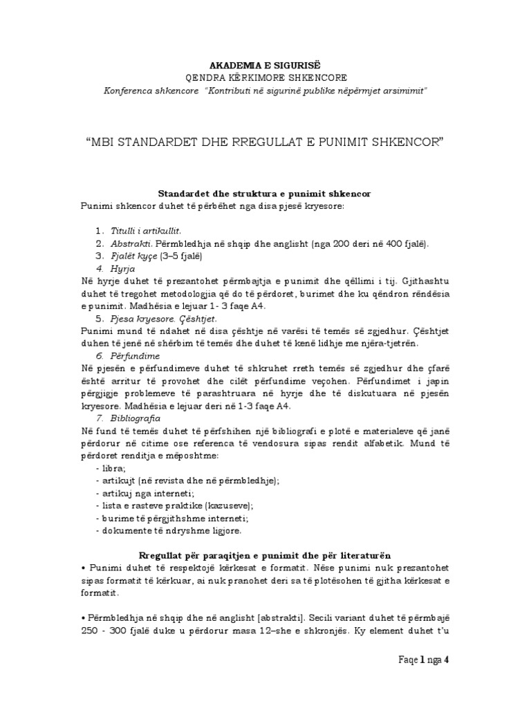 Standardet e Punimit Shkencor | PDF