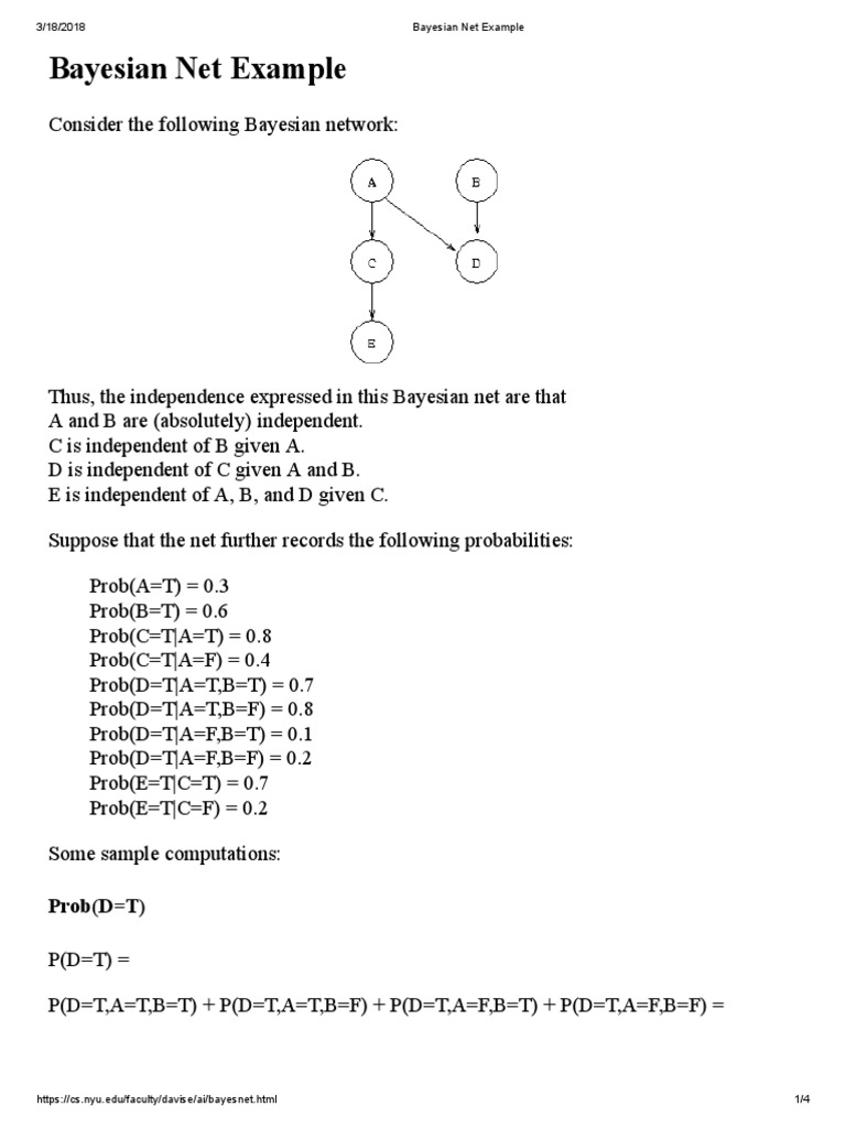 Bayesian Net Example | PDF | Bayesian Network | Mathematical And ...
