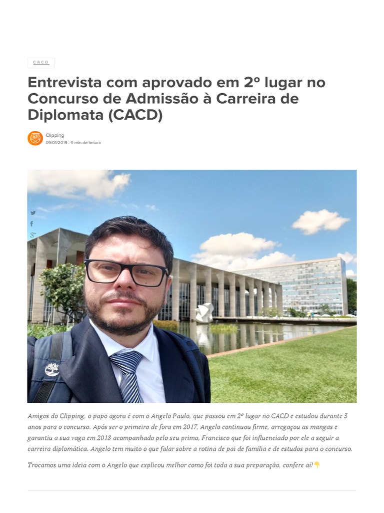 Entrevista Com Aprovado em 2º Lugar No Concurso de Admissão À Carreira ...