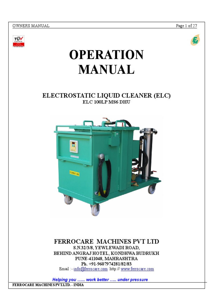 Operation Manual Elc 100lp PLC With Ms6 Dhu | PDF | Switch | Pump