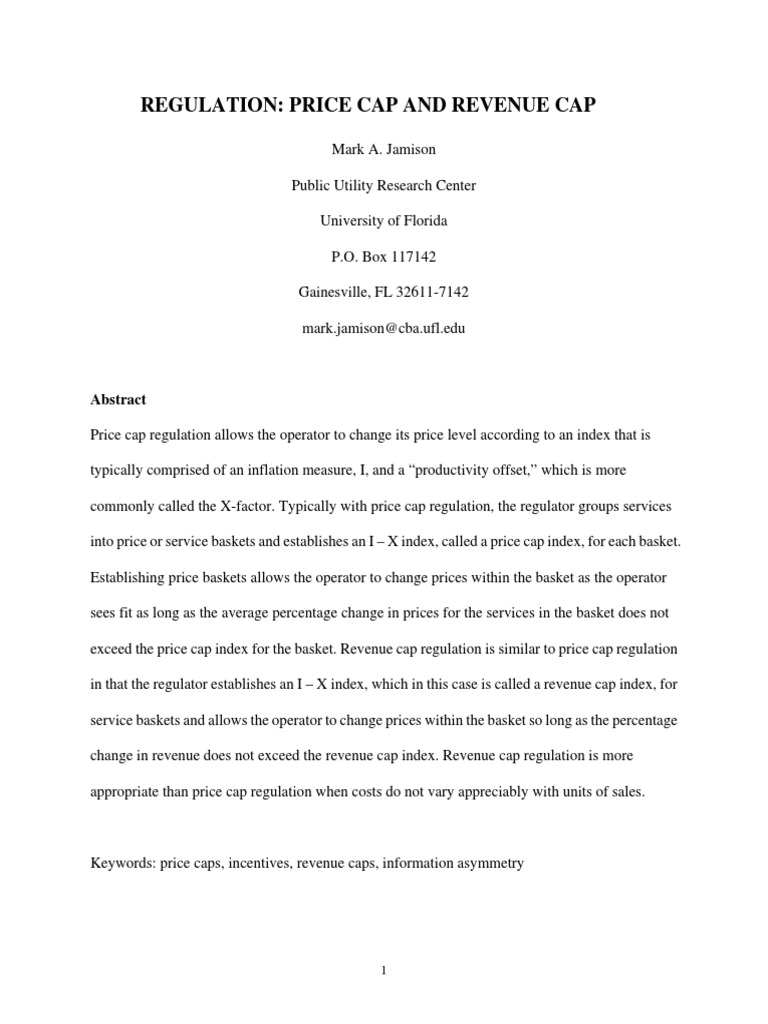 Understanding Price Cap Regulation | PDF | Cost Of Capital | Prices