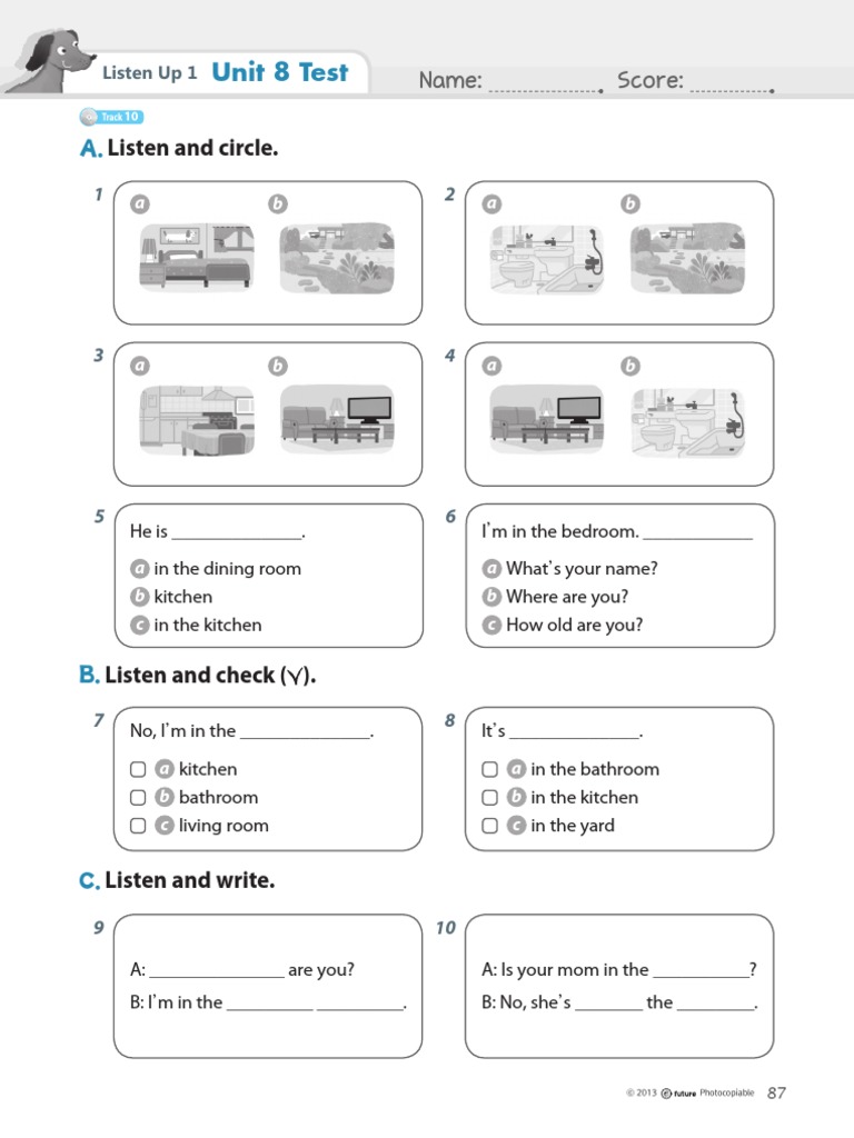Unit 8 Test: Listen and Circle | PDF