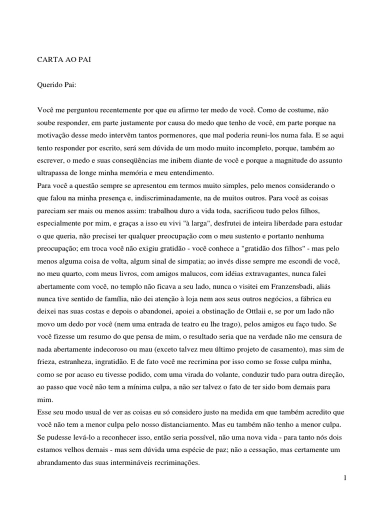 Kafka-Carta Ao Pai | PDF | Franz Kafka | Amor