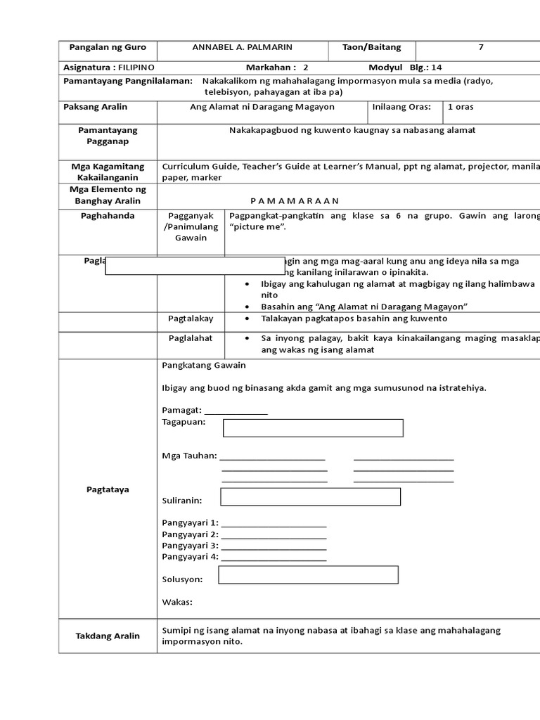 LP 2nd Quarter Filipino 7 | PDF