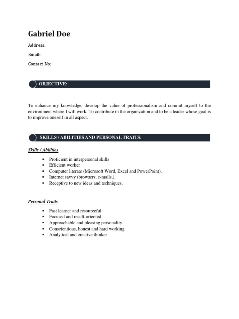 Resume Example For Student | PDF