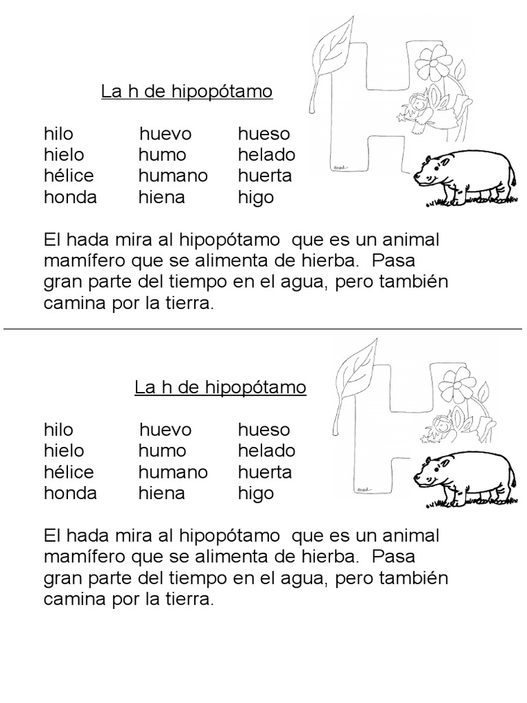 La H de Hipopótamo | PDF