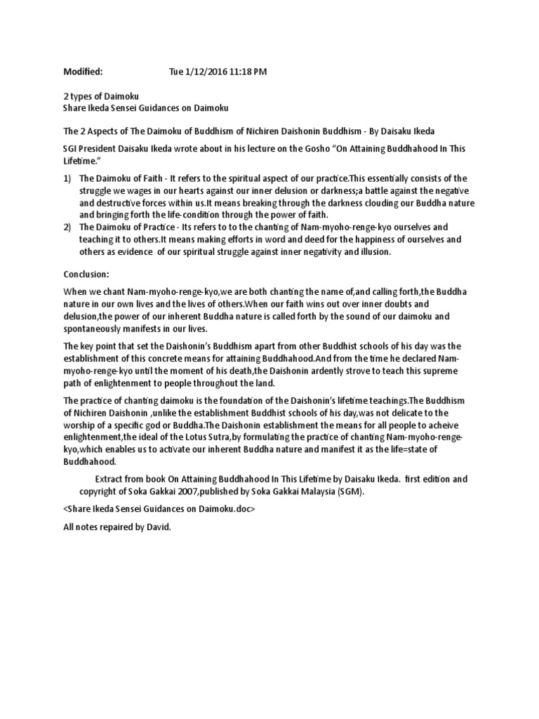2 Types of Daimoku | PDF | Religion & Spirituality