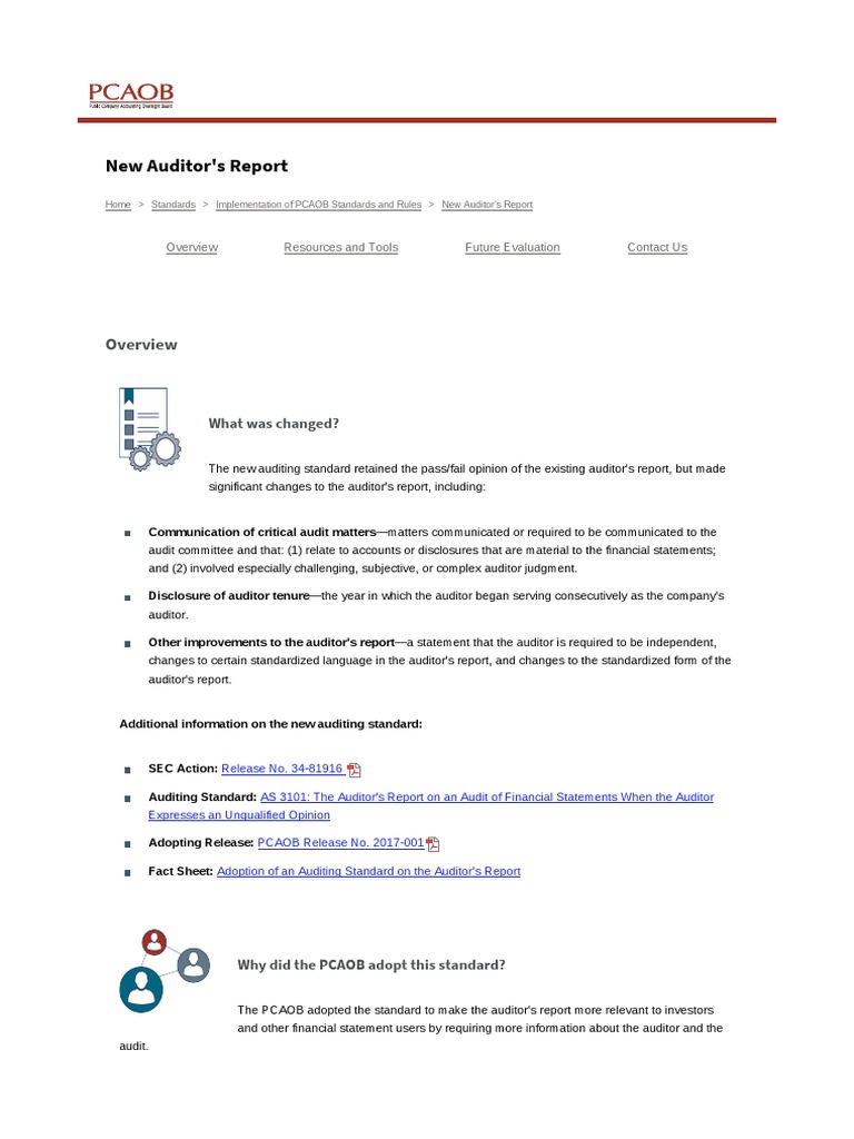 PCAOB - New Auditor's Report PDF | PDF | Auditor's Report | Audit