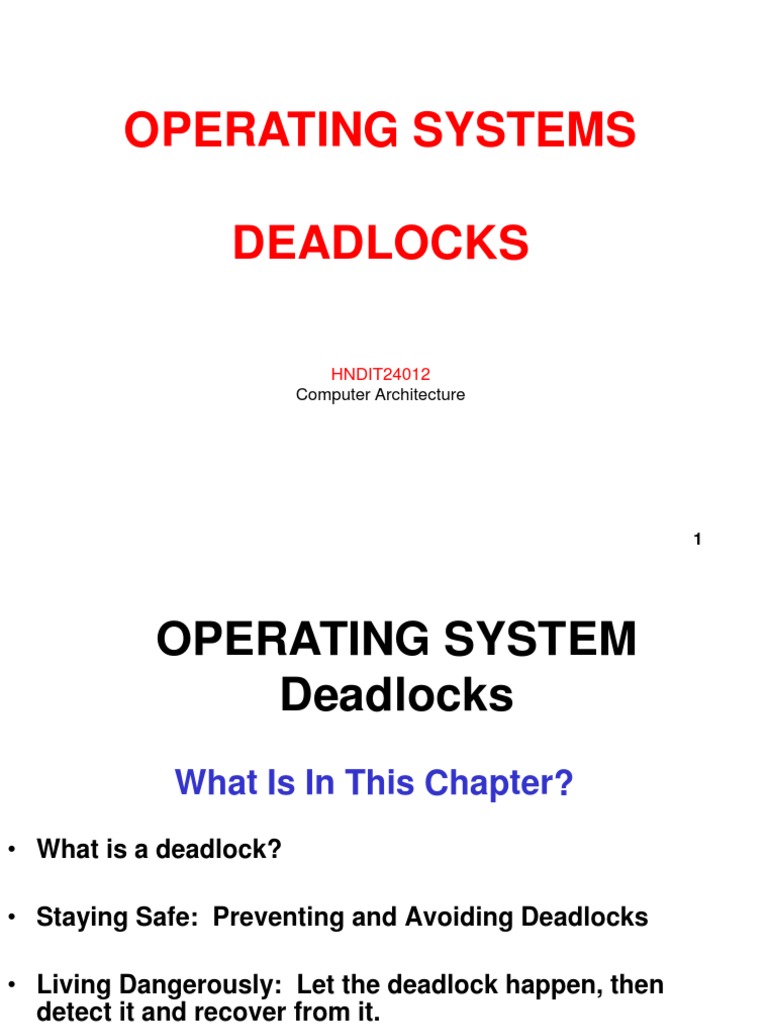Operating Systems Deadlocks: Computer Architecture | PDF | Theoretical ...
