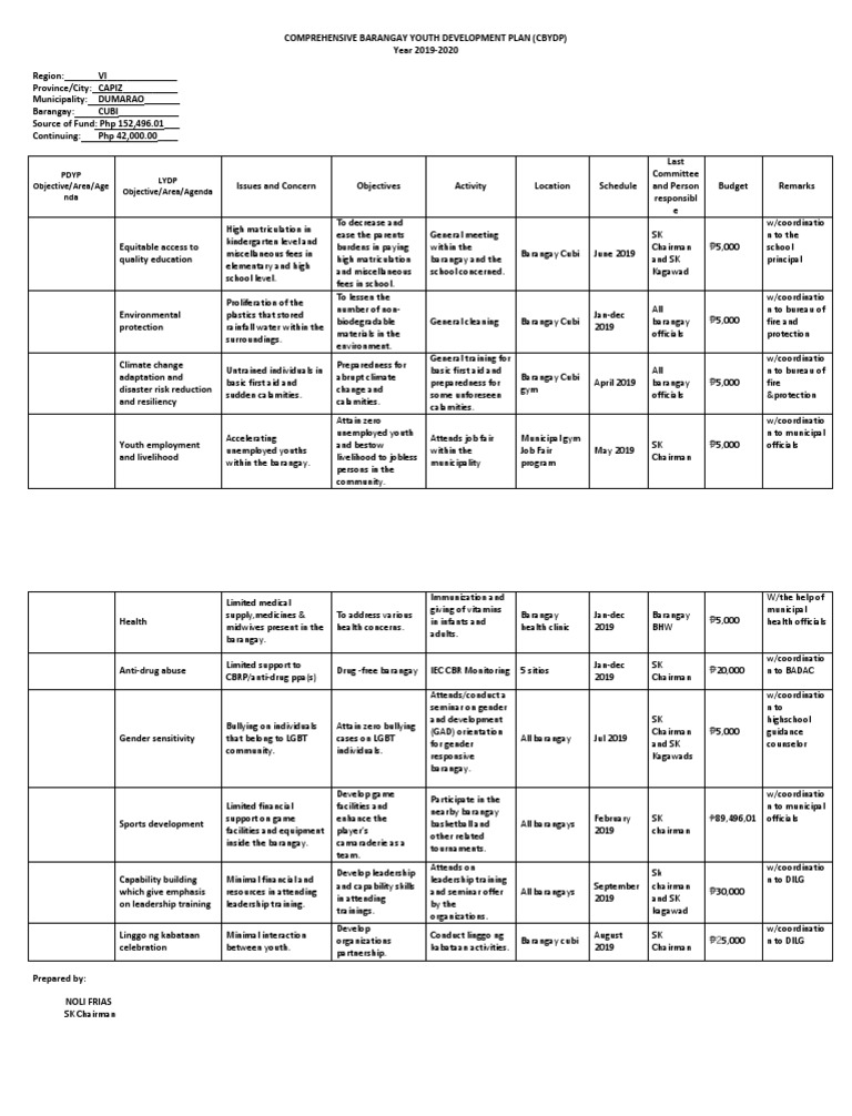 Comprehensive Barangay Youth Development Plan