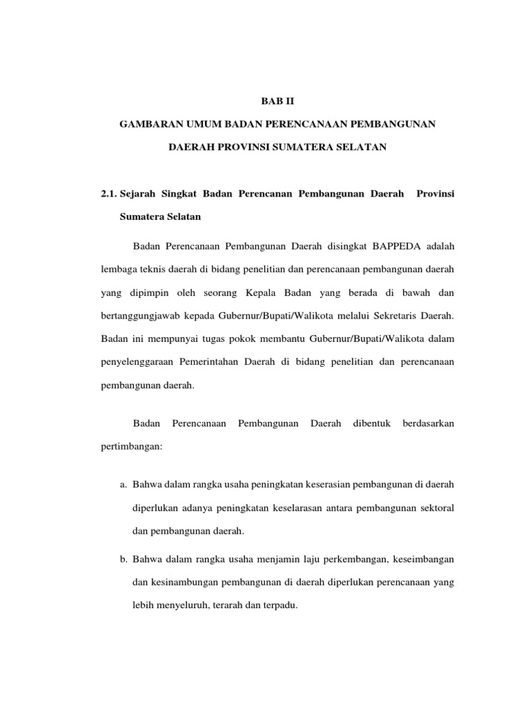 Gambaran Umum Bappeda Sumsel | PDF | Karier & Perkembangan