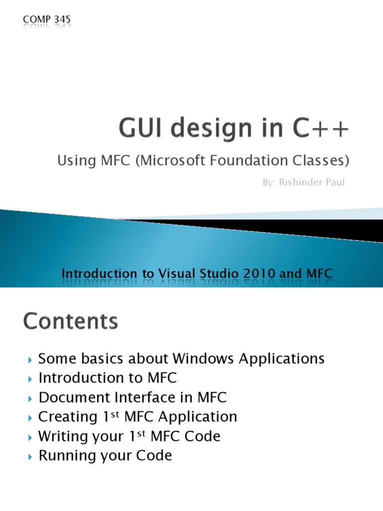 Introduction to Visual Studio 2010 and MFC | PDF | Graphical User Interfaces | Application ...