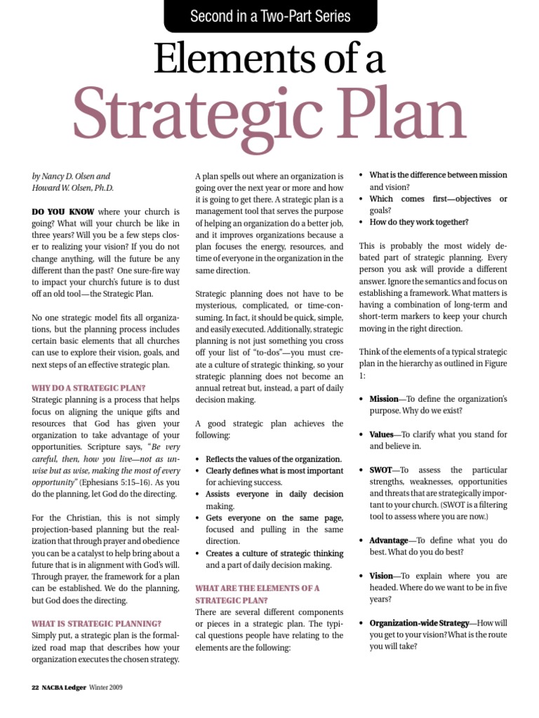 Strategic Plan: Elements of A | PDF | Goal | Strategic Planning