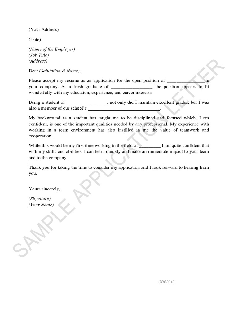 Sample Application Letter | PDF