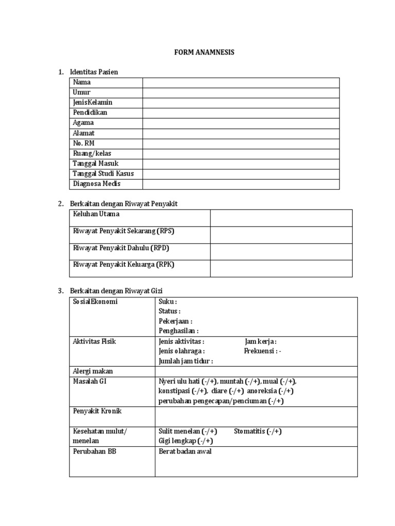Form Anamnesis | PDF