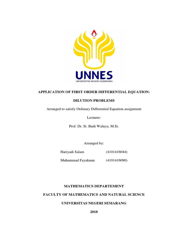 Application of First Order Differential Equation | PDF | Differential ...