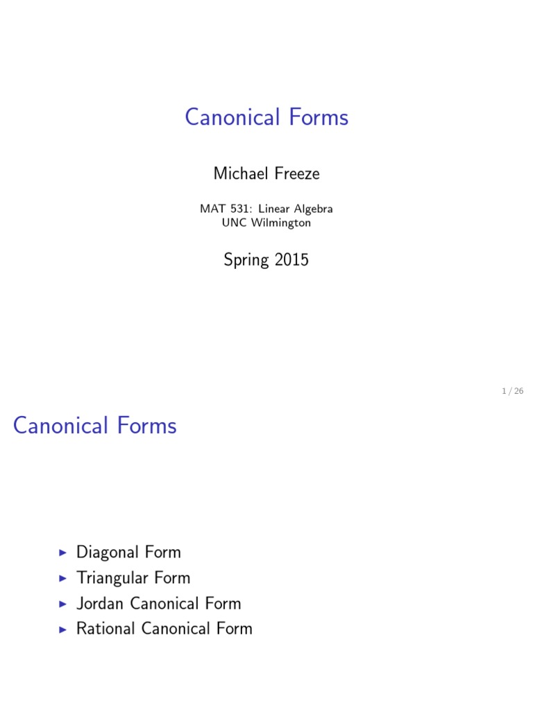 Canonical Forms and the Jordan Normal Form | PDF | Linear Algebra ...