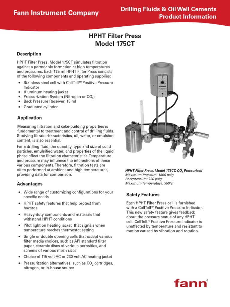 Filter Press HPHT 175R PDF | PDF | Temperature | Filtration