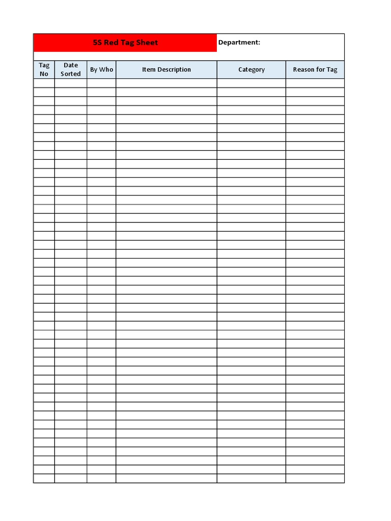 5S Red Tag Sheet PDF | PDF | Computers