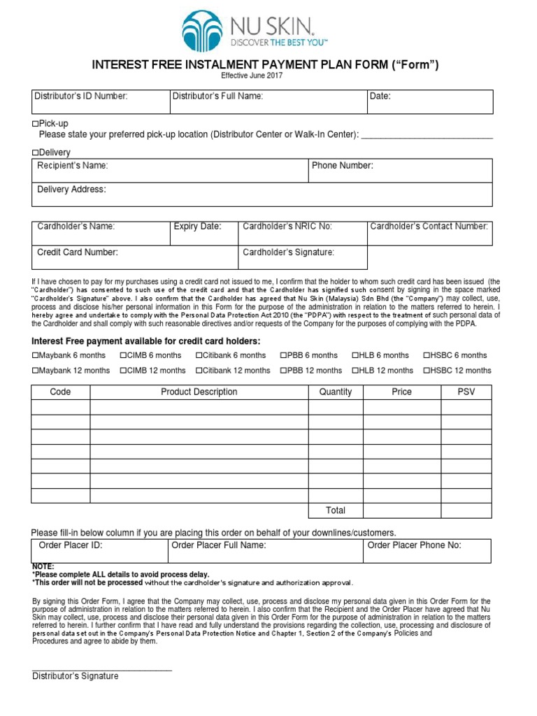 Interest-Free Instalment Payment Form | PDF | Personally Identifiable ...