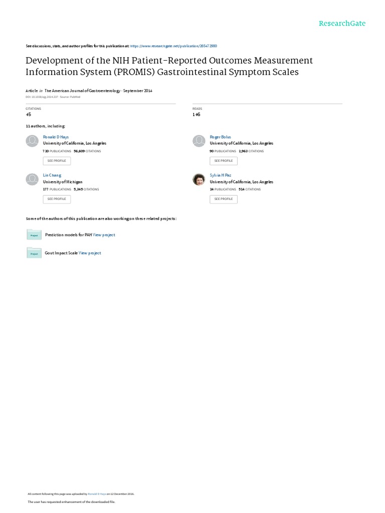 Development and Validation of the NIH Patient-Reported Outcomes ...