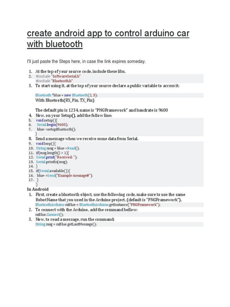 Create Android App To Control Arduino Car With Bluetooth | PDF ...