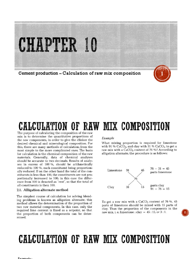 Chapter 10 - Cement Production - Calculation of Raw Mix Composition ...