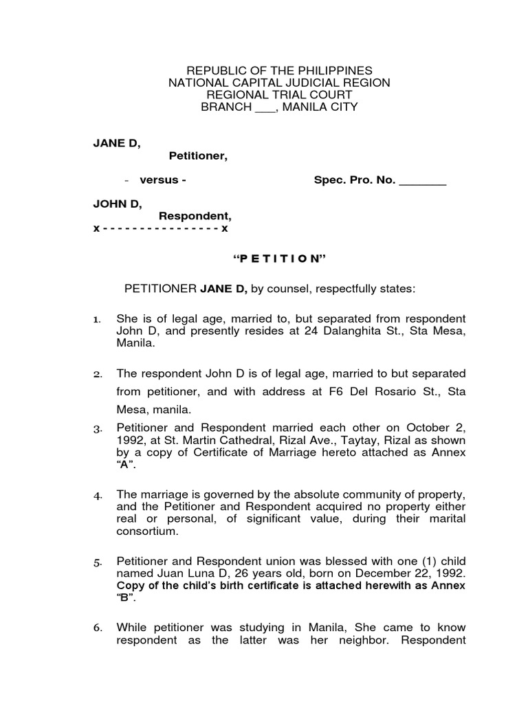 2petition For Annulment of Marriage Lack of Marriage License | PDF ...