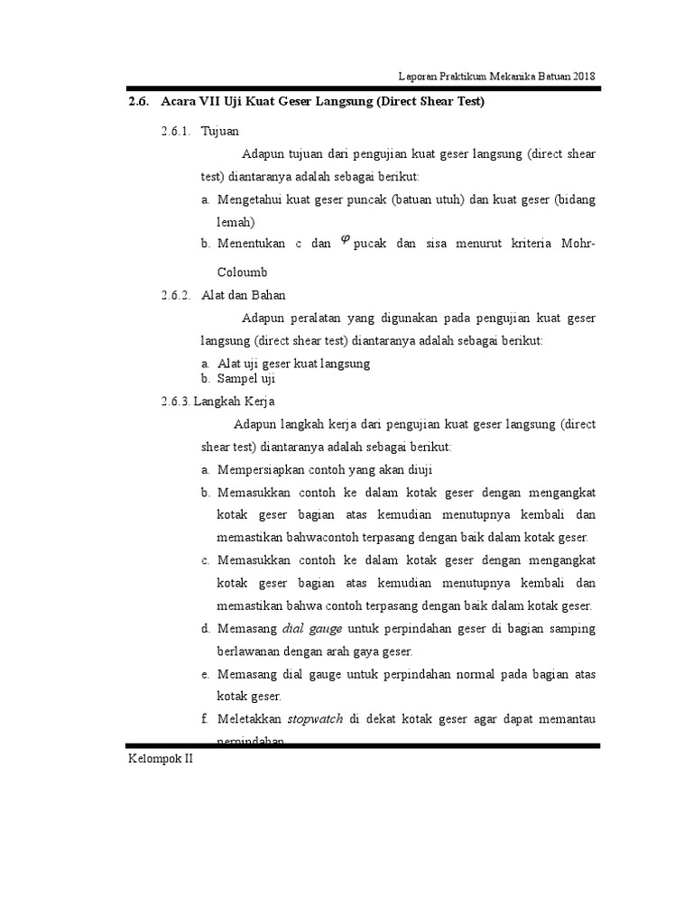 Uji Kuat Geser Langsung Batuan | PDF