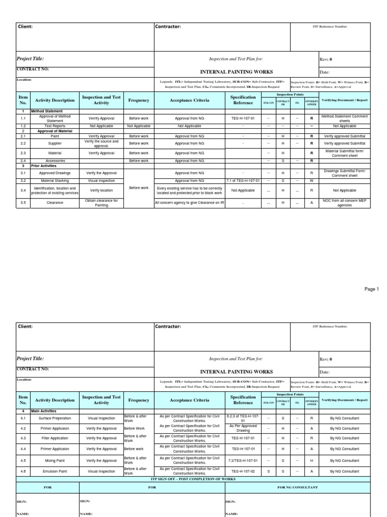Contractor: Client:: Project Title | PDF | Specification (Technical Standard) | Evaluation