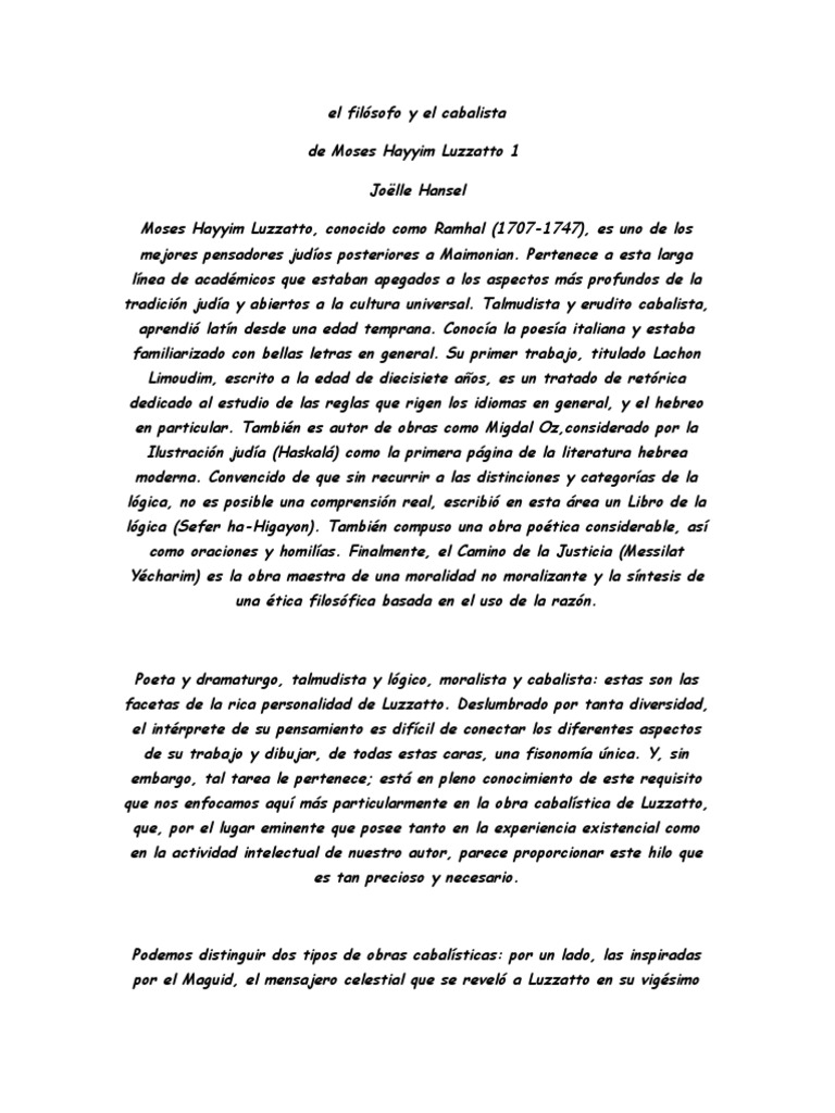 El Filosofo y El Cabalista | PDF | Kábala | Conocimiento