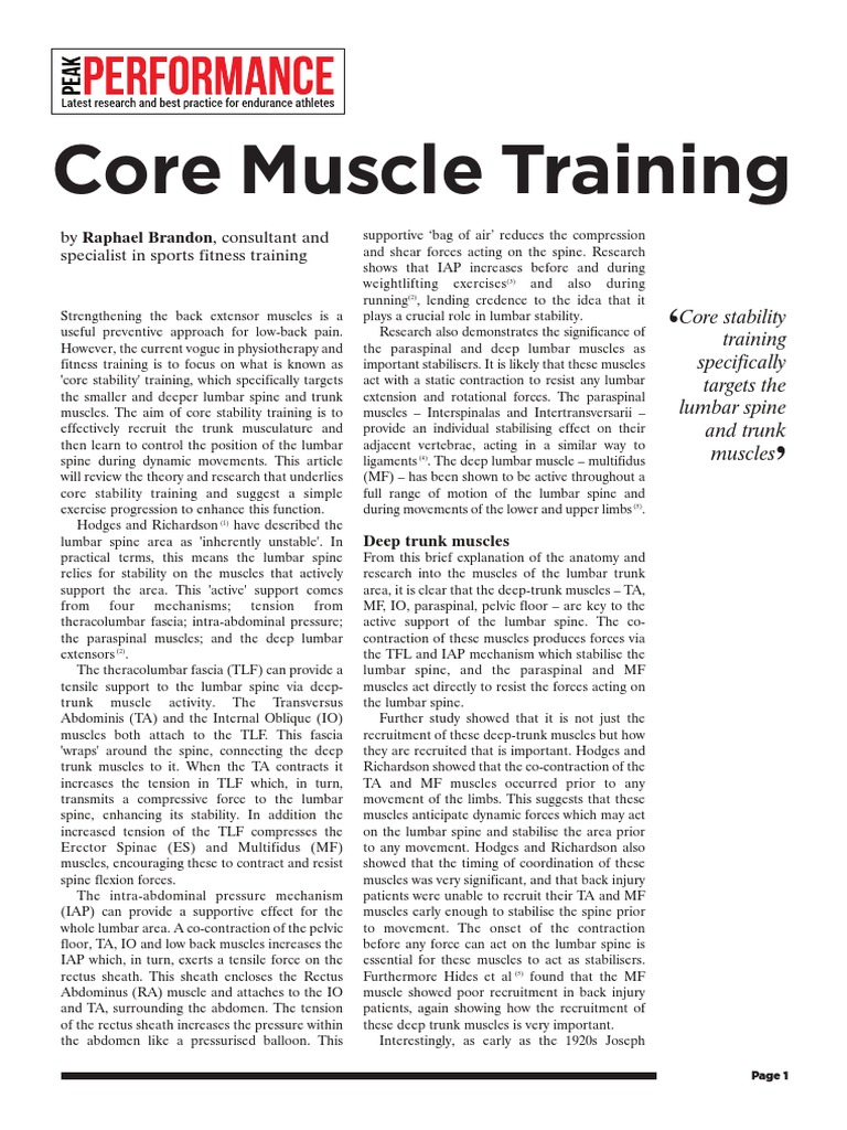 Core Muscle Training | PDF | Abdomen | Vertebral Column